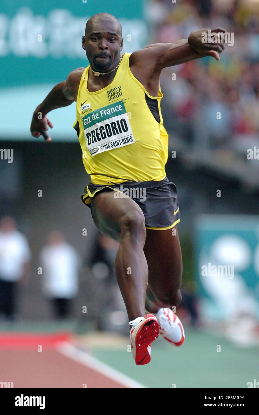 Jadel Gregorio of Brazil competes on men's triple jump at the IAAF ...