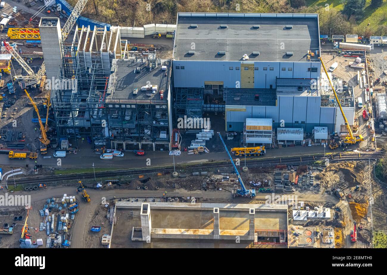 Aerial photo, STEAG combined heat and power plant Herne at the Rhine ...