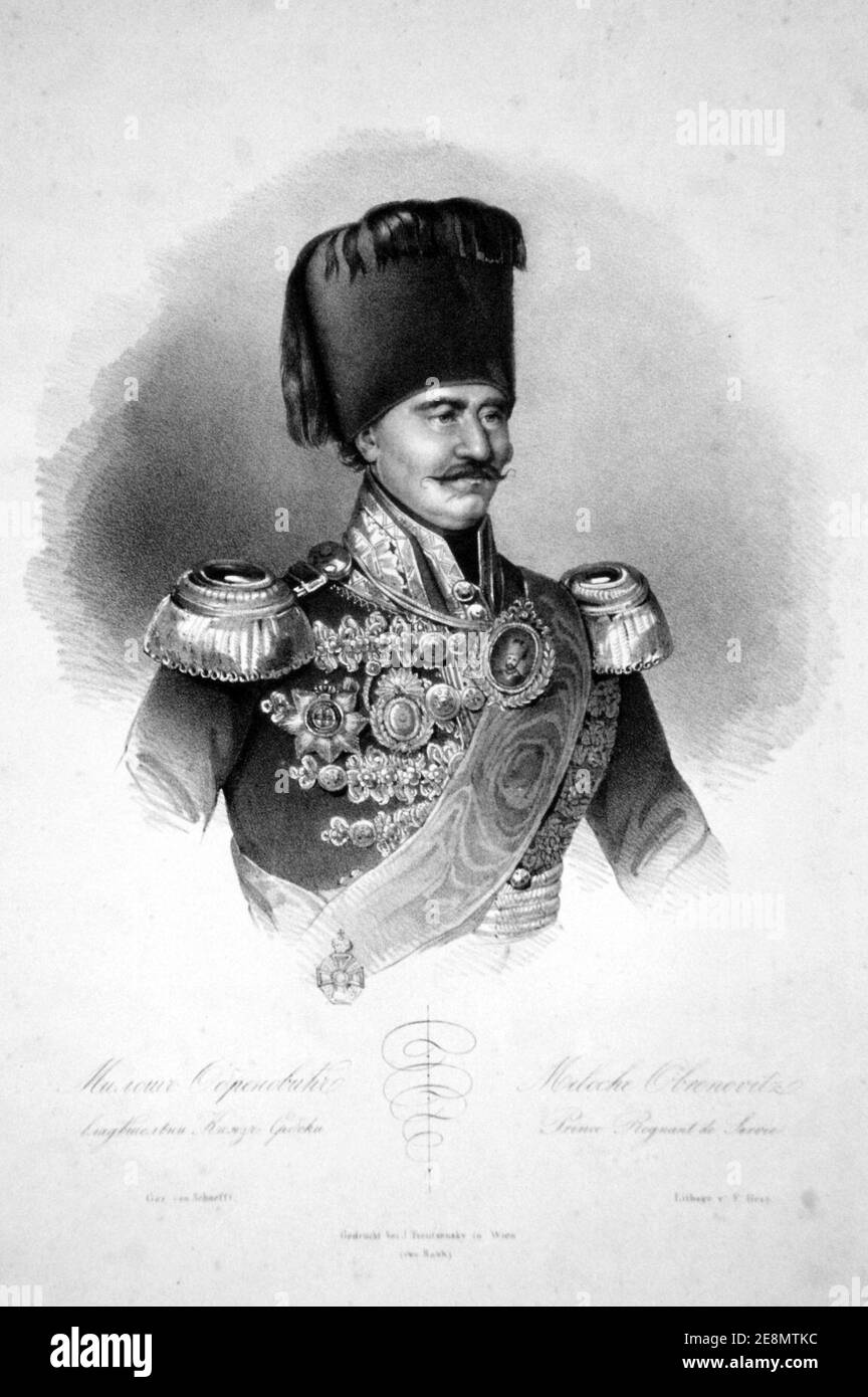 Milos Obrenowitsch Litho Stock Photo - Alamy