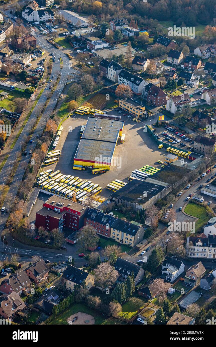 Aerial view, Graf Reisen Bus Company, Röhlinghausen, Herne, Ruhr area ...