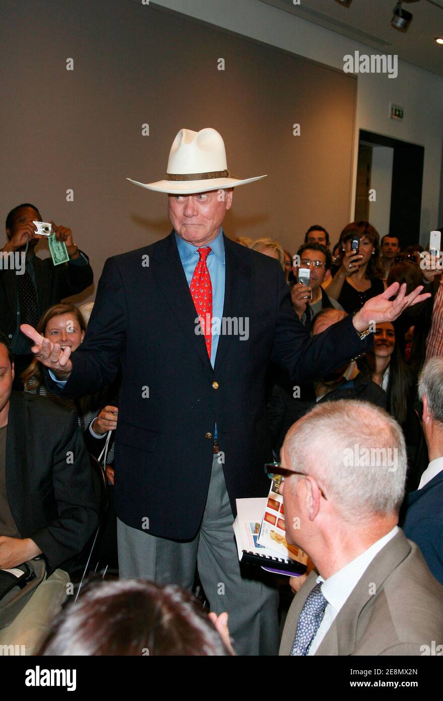 "Larry Hagman attends an auction of around 40 pieces of clothes worn by ...
