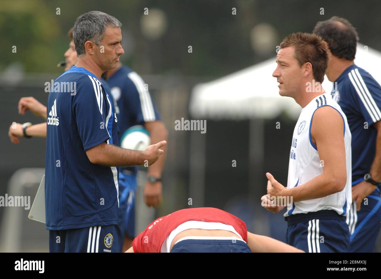 Coach Jose Mourinho and John Terry in action during Chelsea Football ...