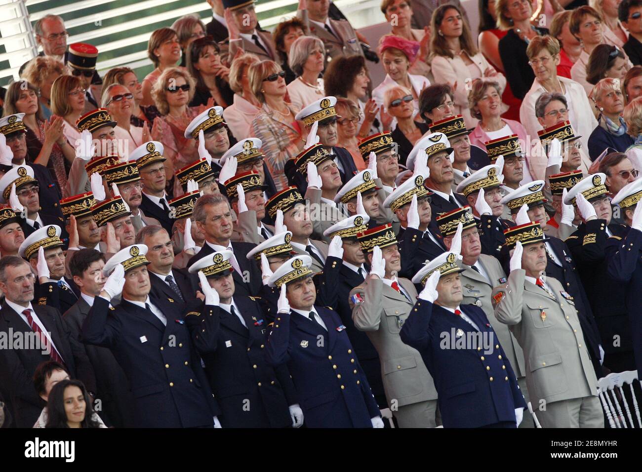 French prefects attend the 2007 annual military parade down the Champs ...