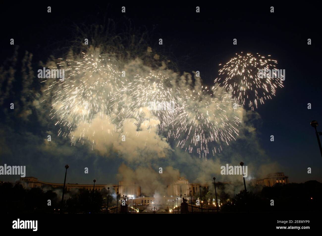 Fireworks at the Trocadero to celebrate the National Day in Paris ...