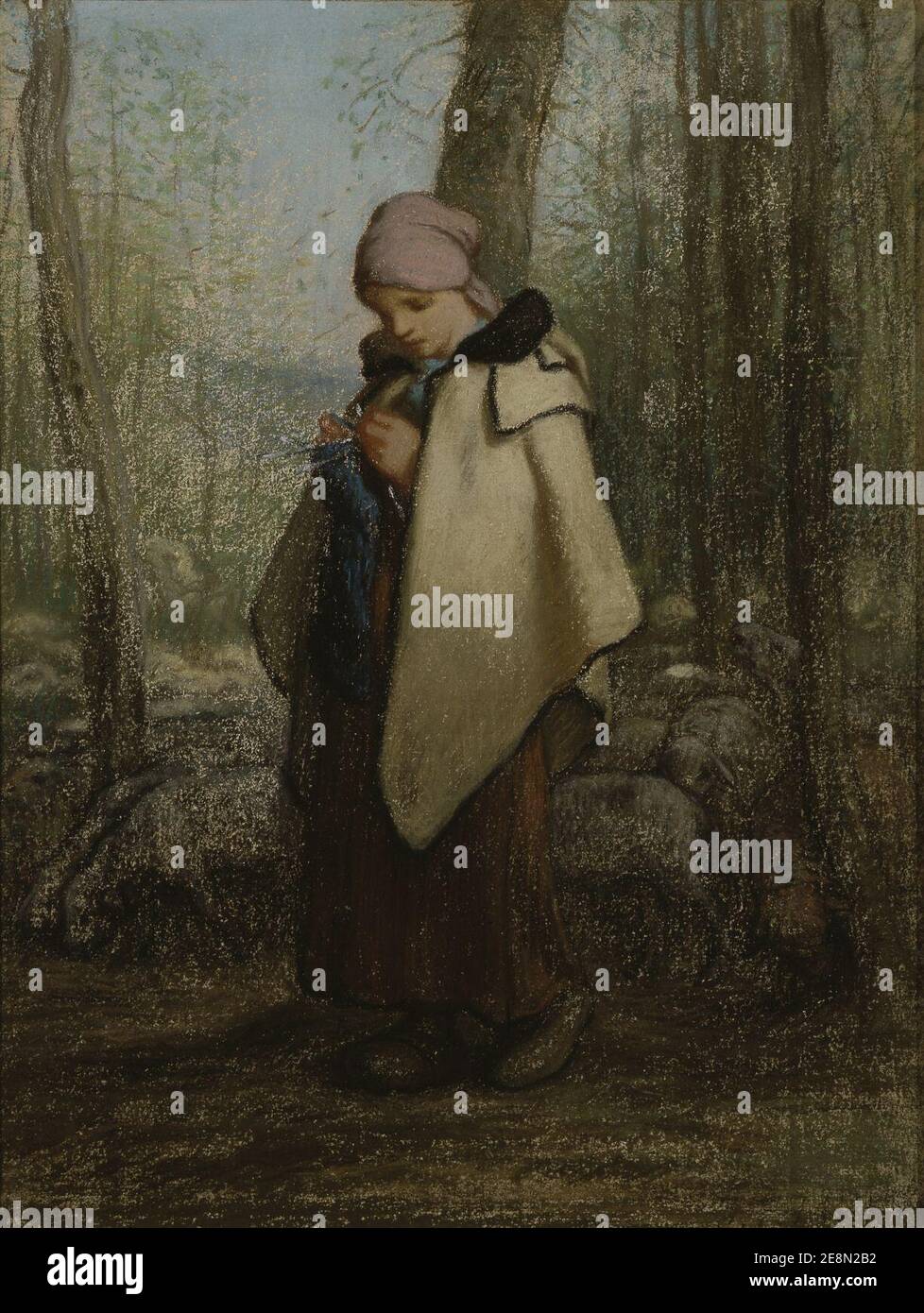Jean-François Millet - The Knitting Shepherdess (1856 Stock Photo - Alamy