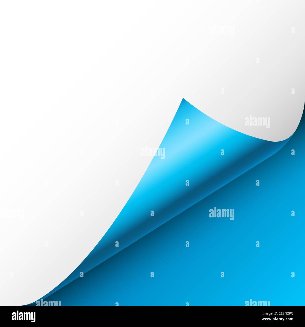 Blue paper curl. Curled page corner with shadow. Blank sheet of paper ...