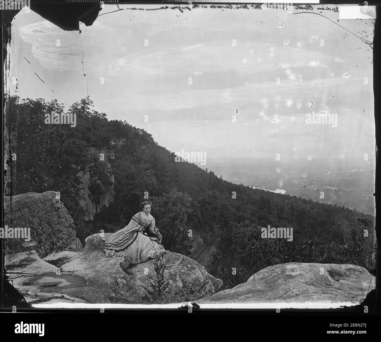 Miss Edwards in front of Indian Rock, Lookout Mountain, Tenn ...
