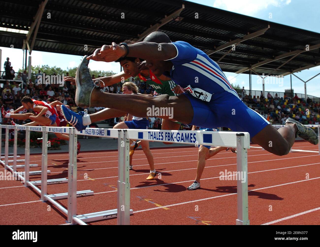 France's Mohammed Kone competes on men's 110 meters hurdles during the ...