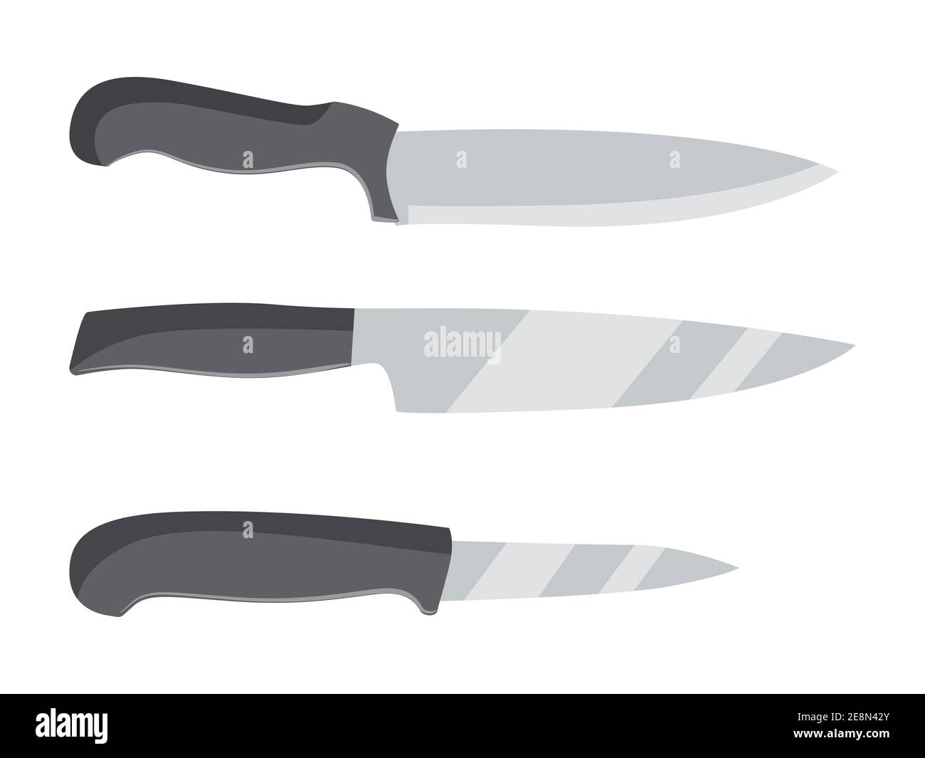 Kitchen knives set isolated on white background. Vector illustration ...