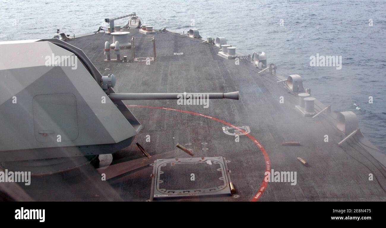 MK 110 57mm gun on USS Freedom Stock Photo - Alamy
