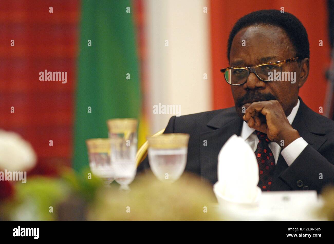 President of Gabon Omar Bongo Ondimba attends the official dinner at ...