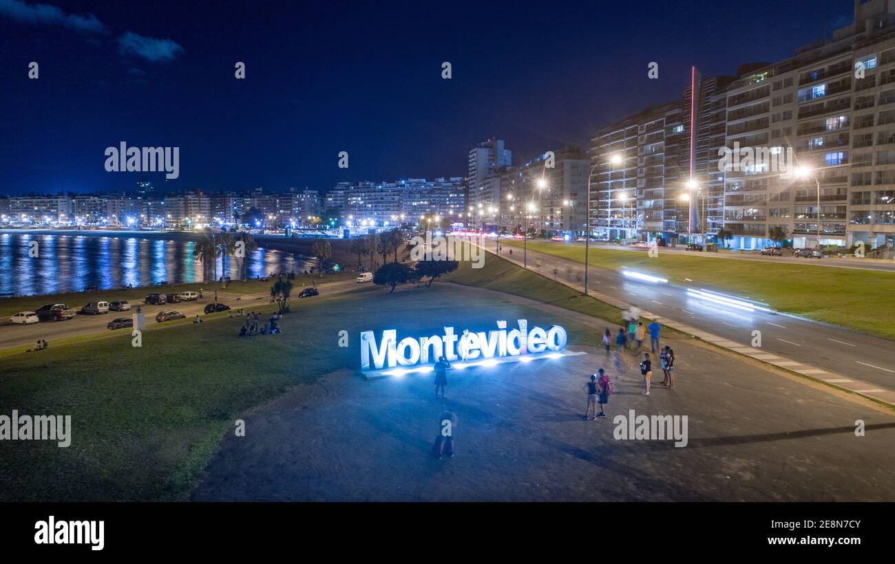 Montevideo, Pocitos night, seafront Stock Photo - Alamy