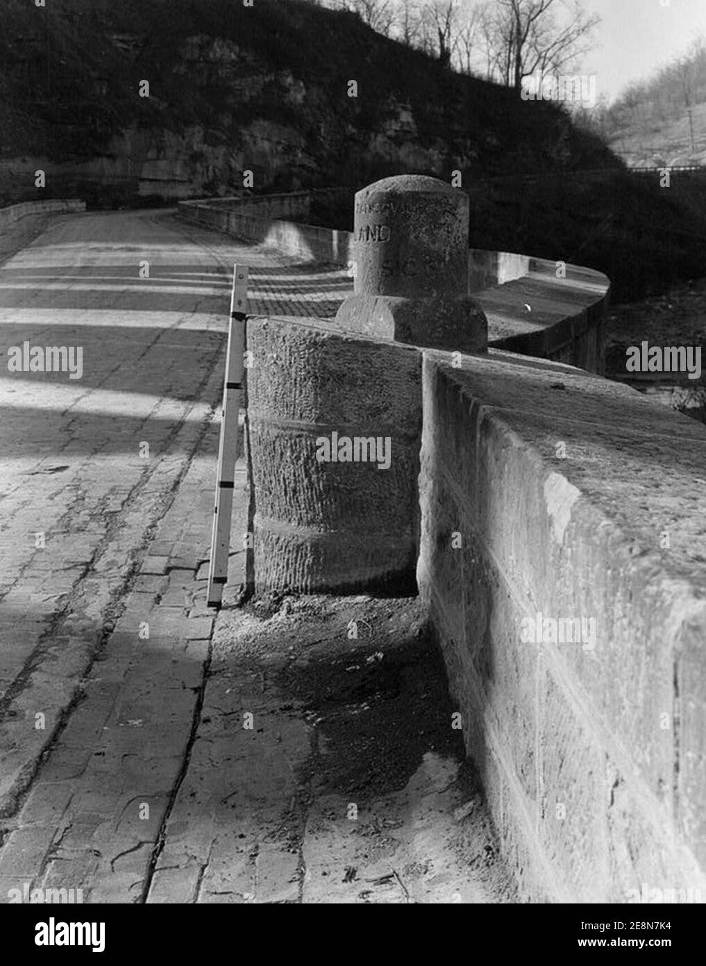 Milestone on Old 'S' Bridge, Blaine vicinity (Belmont County, Ohio ...