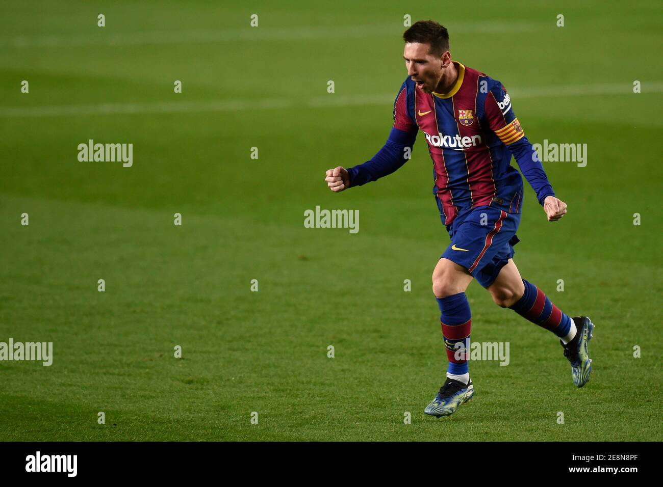 Lionel Messi of FC Barcelona celebrates his goal during the La Liga ...