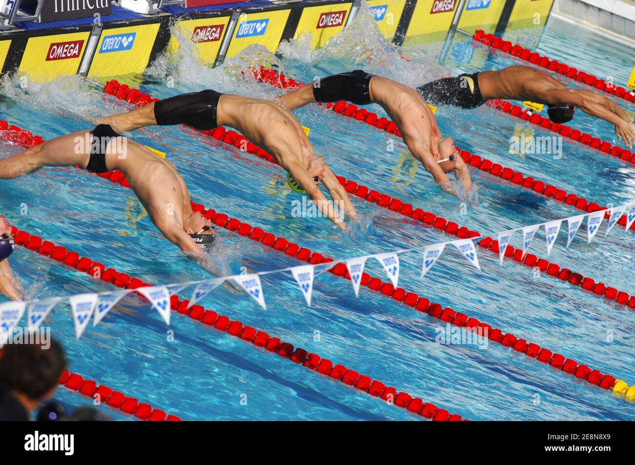 Start on men's 100 meters Backstroke during the Swimming Open EDF at ...