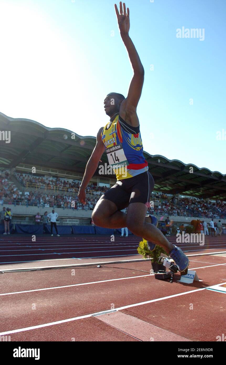 France's Nighan Nilusmas competes on men's triple jump final during ...