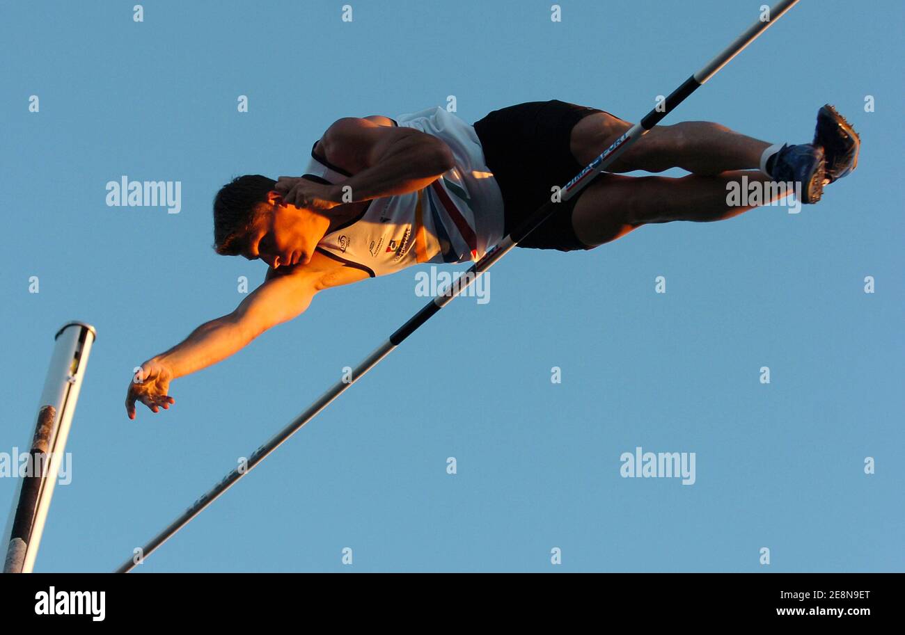 France's Nicolas Durand competes on men's pole vault final during ...