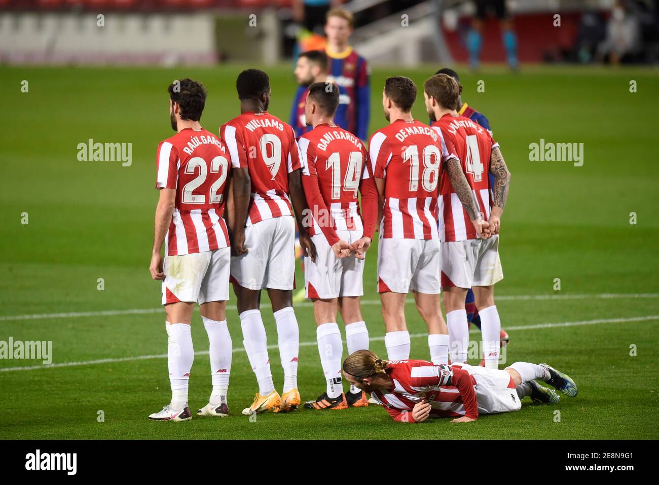 Athletic Club players during the La Liga match between FC Barcelona ...
