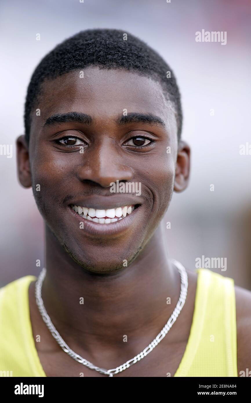 France's Bano Traore poses after his silver medal on men's 110 meters ...