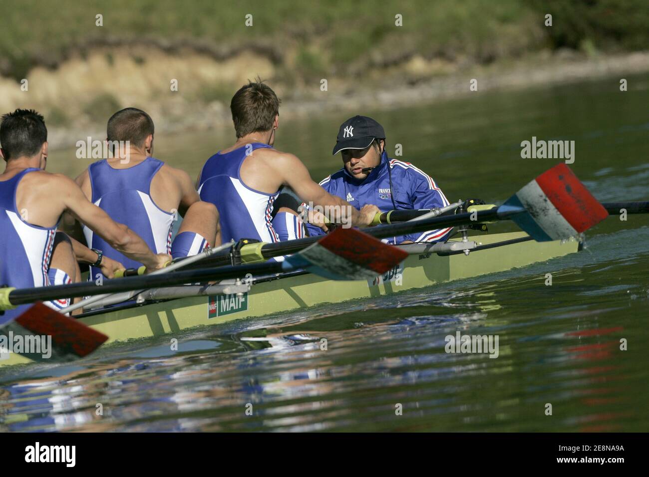 Members of the french rowing Benjamin Lang, Sebastien Lente, Frederic ...