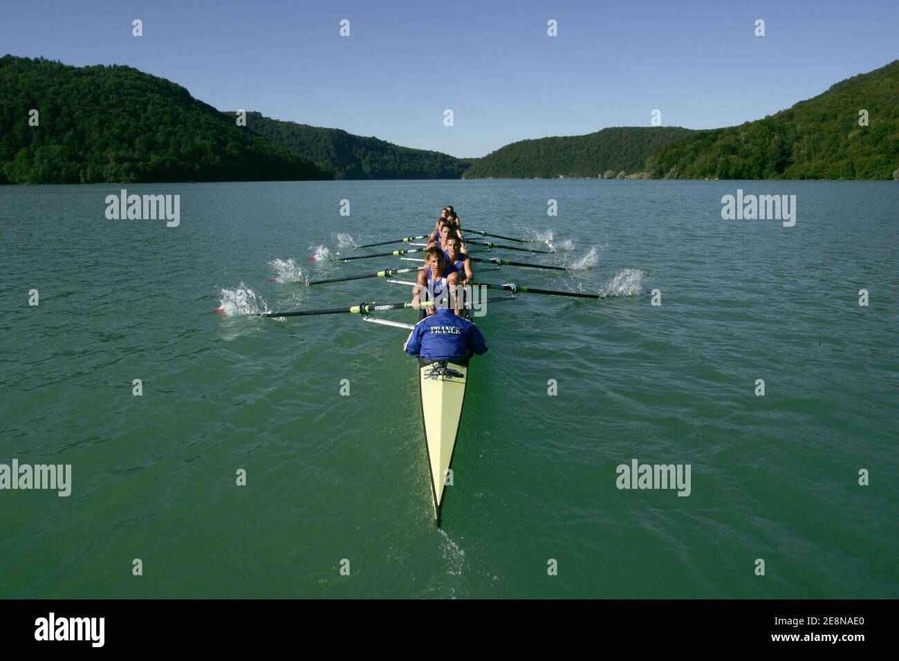 Members of the french rowing Benjamin Lang, Sebastien Lente, Frederic ...