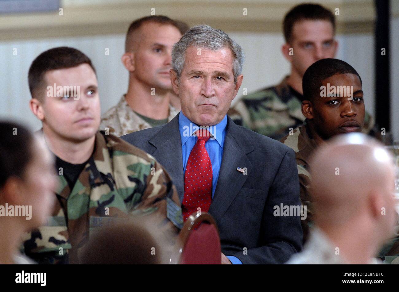 President George W. Bush attends a luch with military personnel at ...