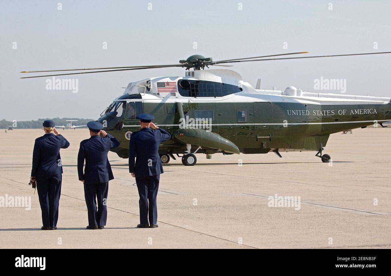 President George W. Bush arrives at Andrew Air Force Base with his ...