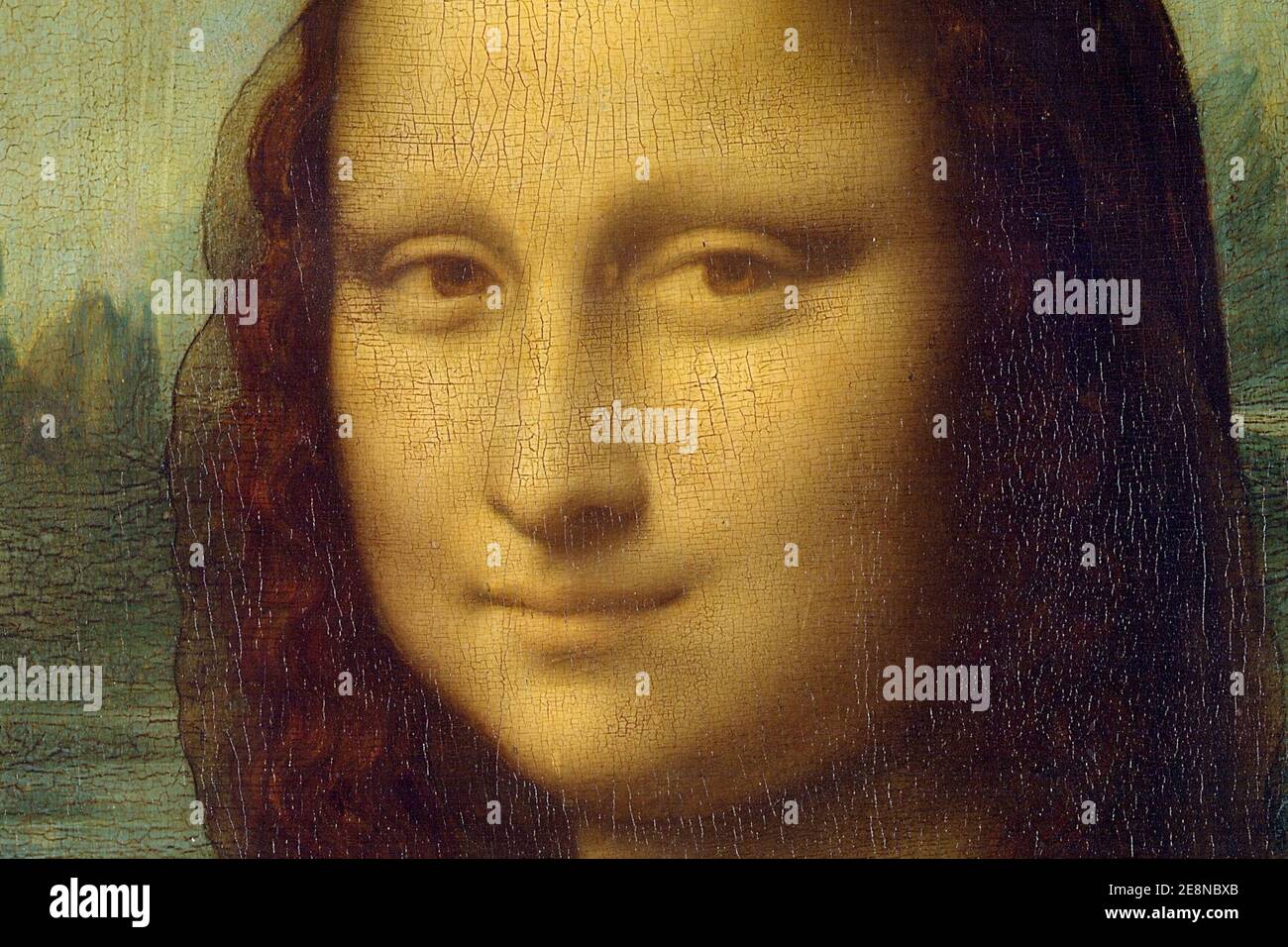 Mona Lisa face, by Leonardo da Vinci, from C2RMF Stock Photo - Alamy