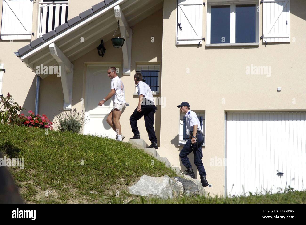 Virginie Labrosse's partner Philippe Viguet Poupelloz is seen with ...