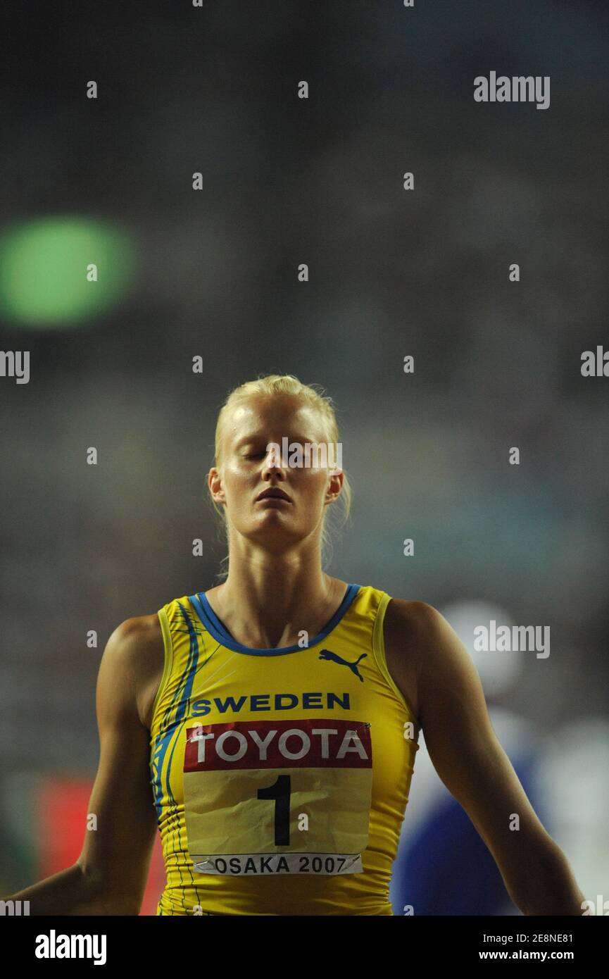 Sweden's Karolina Kluft competes on javelin of Heptathlon during the ...