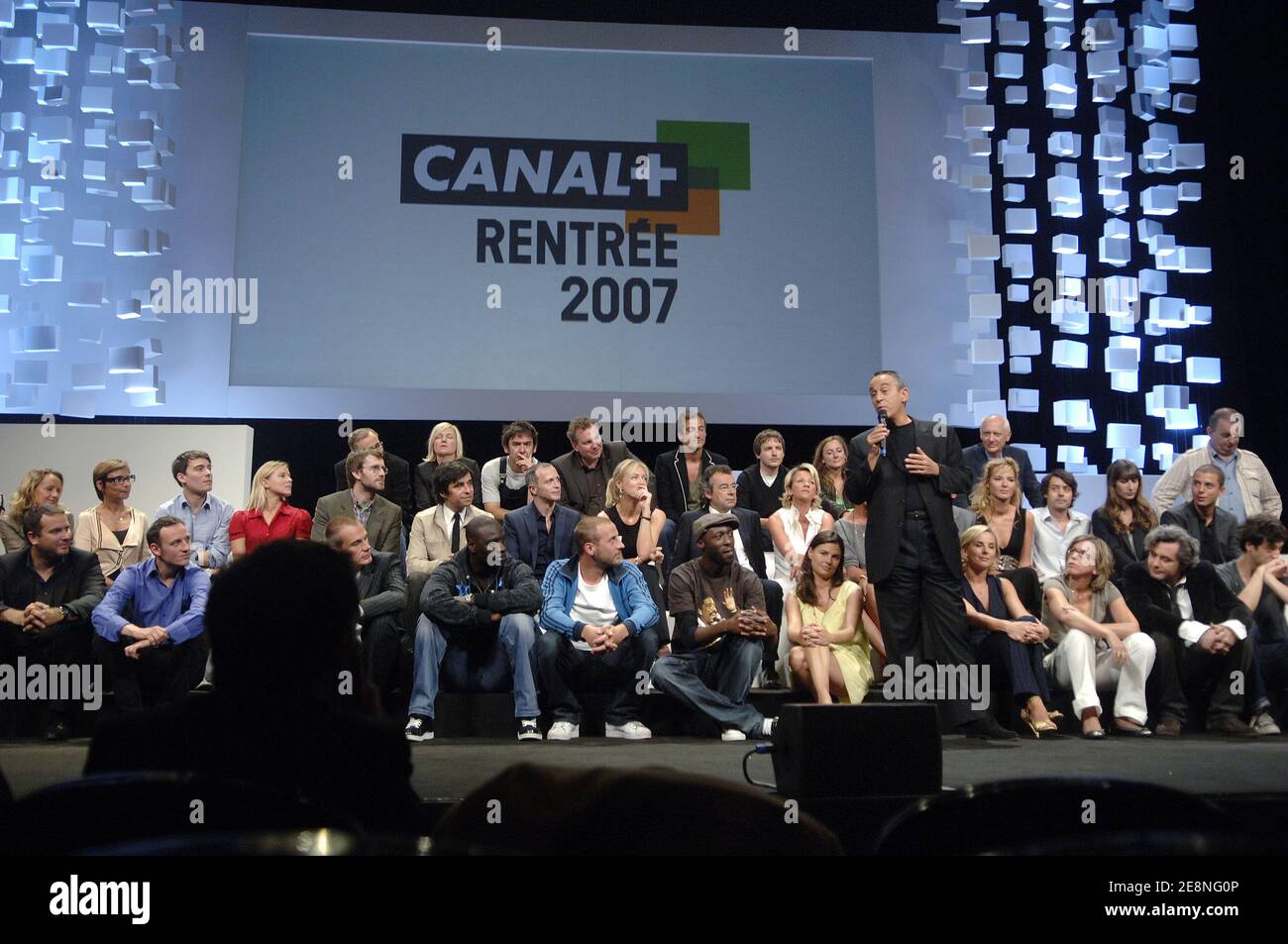 Tv presenters attend the annual press conference of French TV channel ...