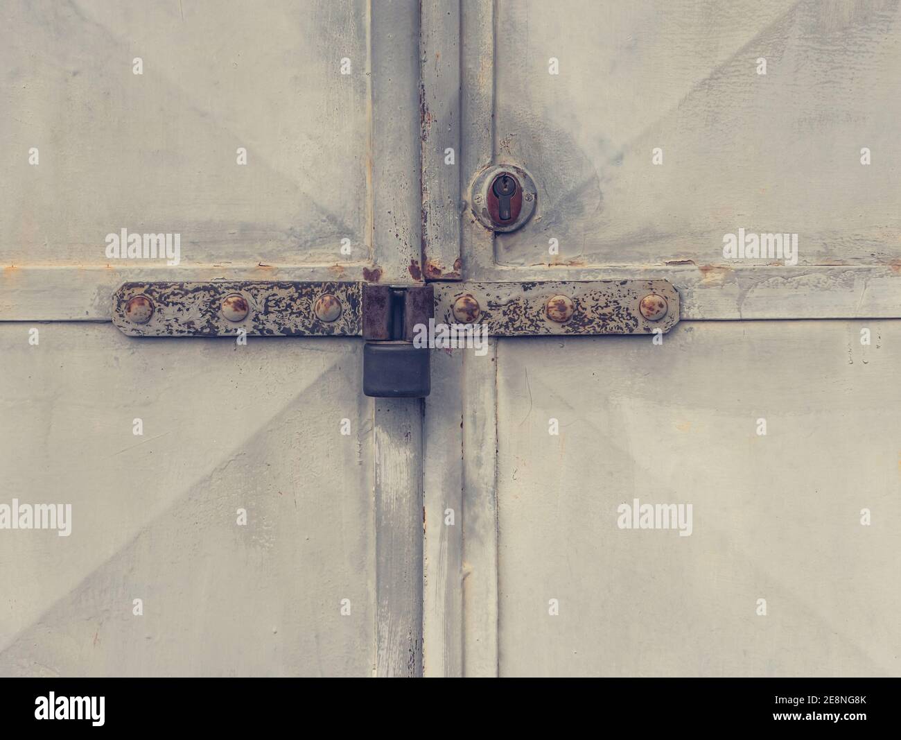 Rusty latch and lock housing, rusty metal door frame. Advanced ...