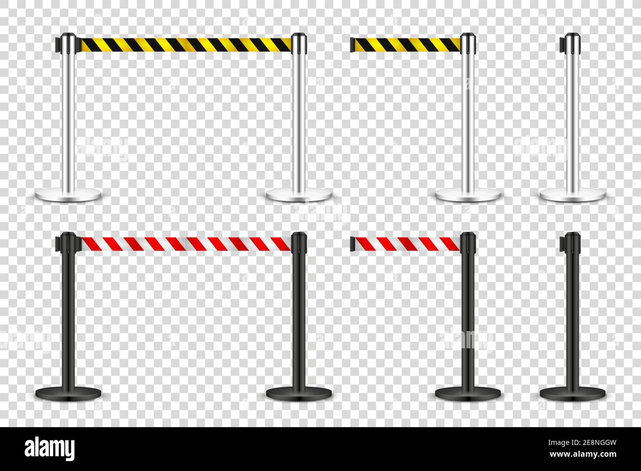 Realistic retractable belt stanchion on transparent background. Crowd ...