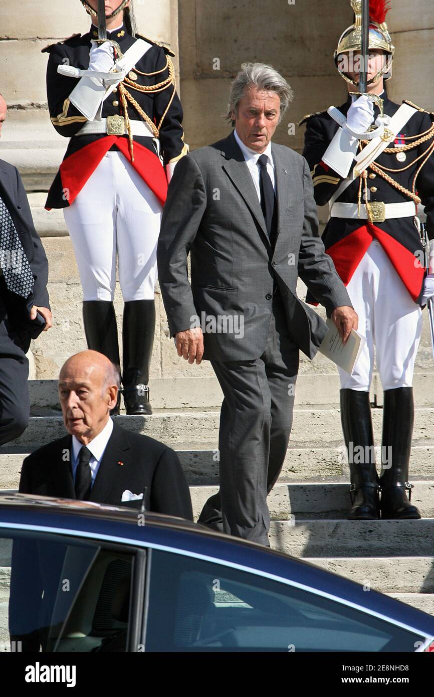 Actor Alain Delon attends the Raymond Barre's funeral at the Val de ...