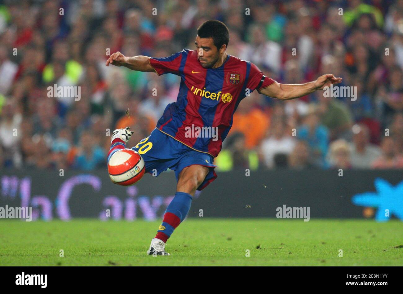 Barcelona's Deco takes a free kick during the club's Joan Gamper Trophy ...