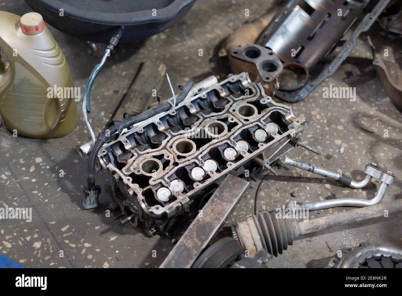 a close up abstract car engine motor, disassembled auto detail, fix ...