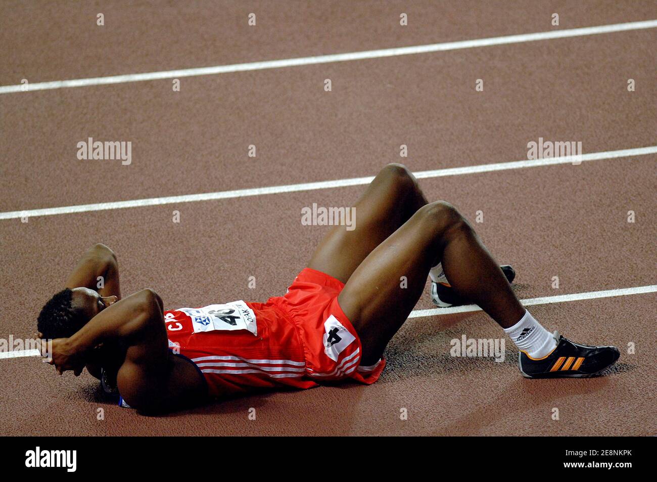 Cuba's Dayron Robles stands dejected after the men's 110 meters hurdles ...