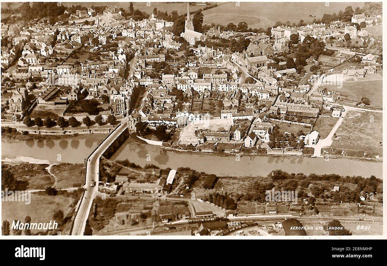 Monmouth Wye Bridge From Air 1920's Stock Photo - Alamy