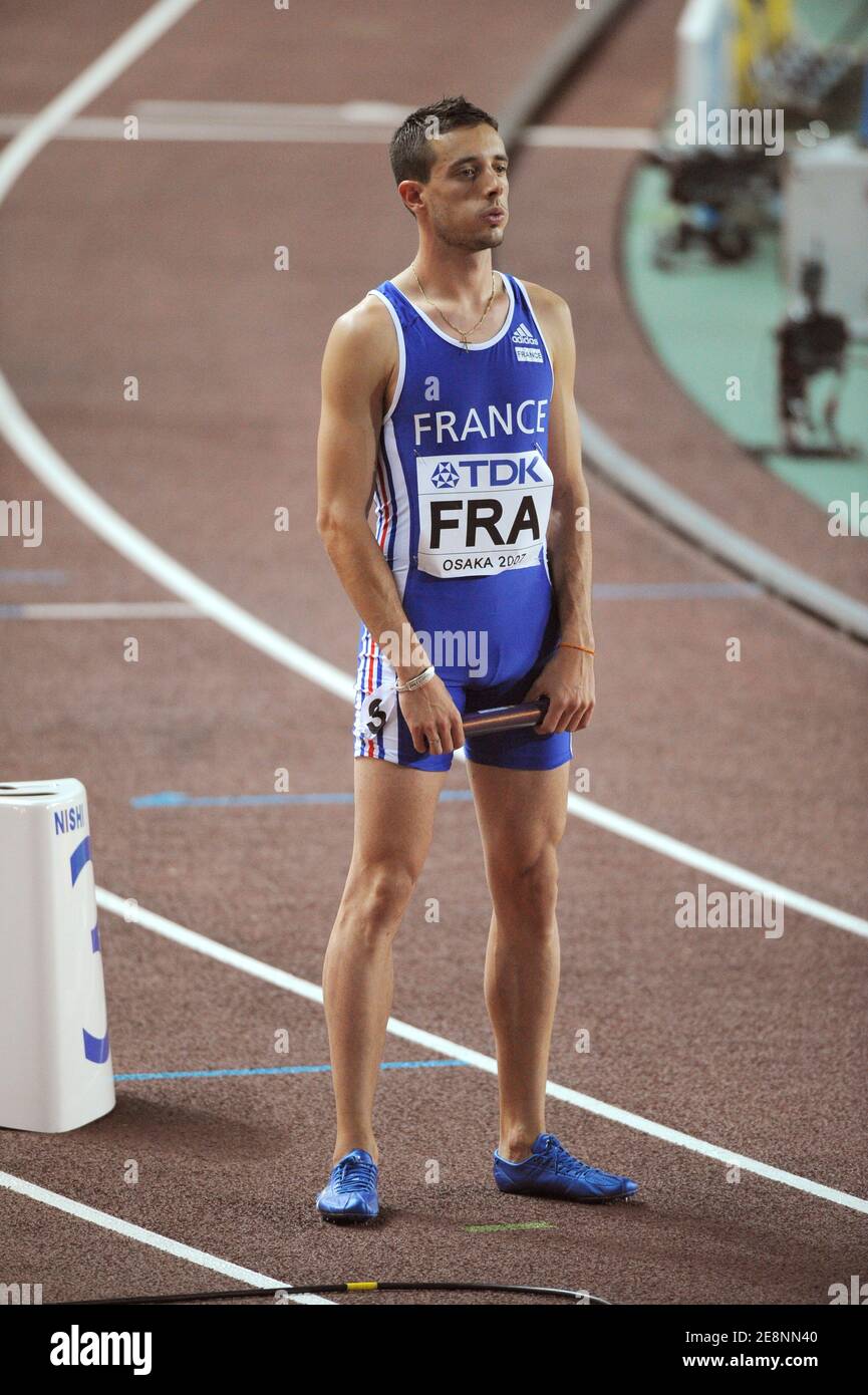 France's Mathieu Lahaye competes on men's 4X400 meters relay heats ...