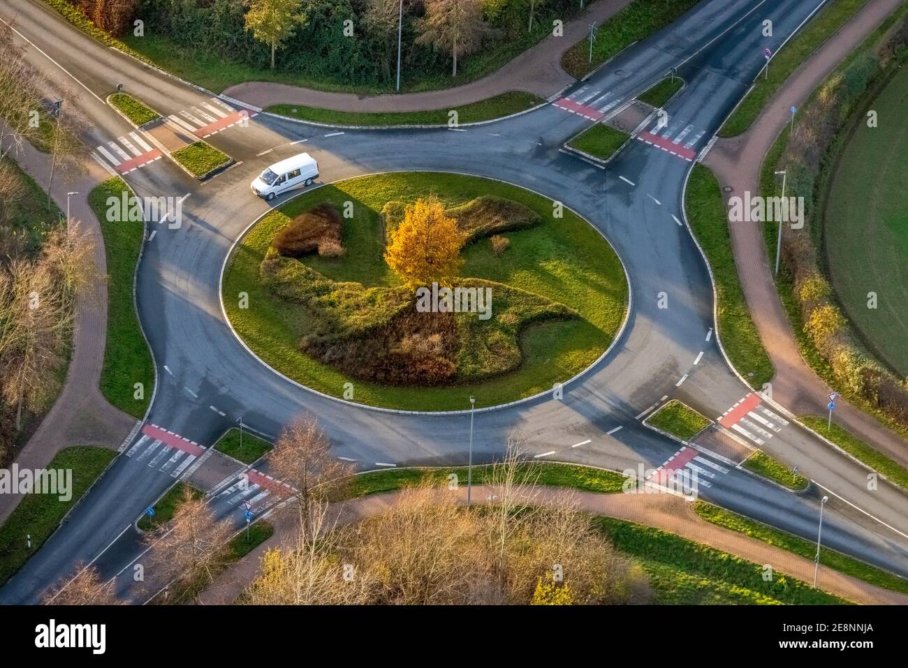 Aerial view, New roundabout Danziger Ring, Oestinghauser Straße, Soest ...