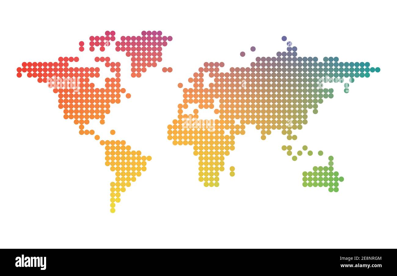 Colorful world map mosaic of small dots. Vector illustration Stock ...