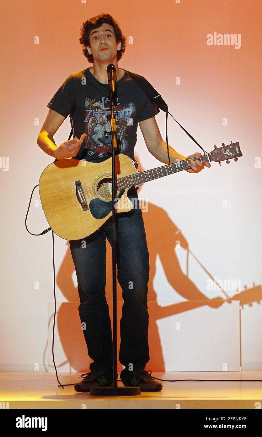Humorist Max Boublil performs live on Canal + TV Show 'Le Grand Journal ...