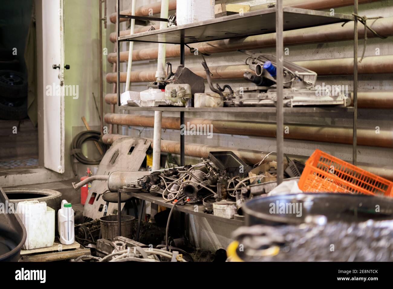 the some random car machine parts and details in auto service workshop ...