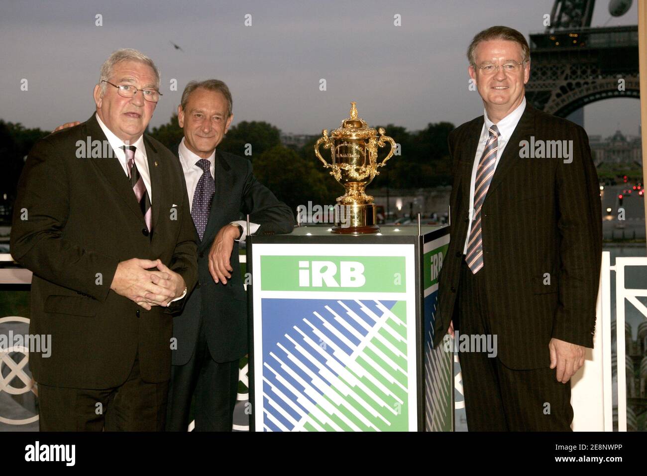 IRB president Syd Millar, Paris Mayor Bertrand Delanoe and FFR ...