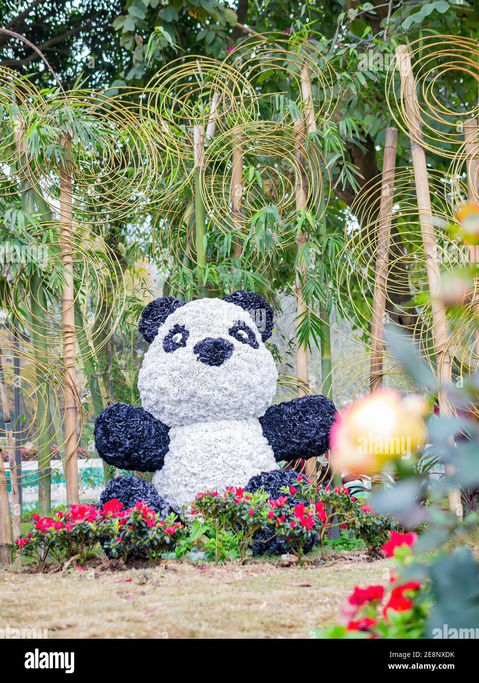 Close up shot of a panda shape flower art at Macau, China Stock Photo ...