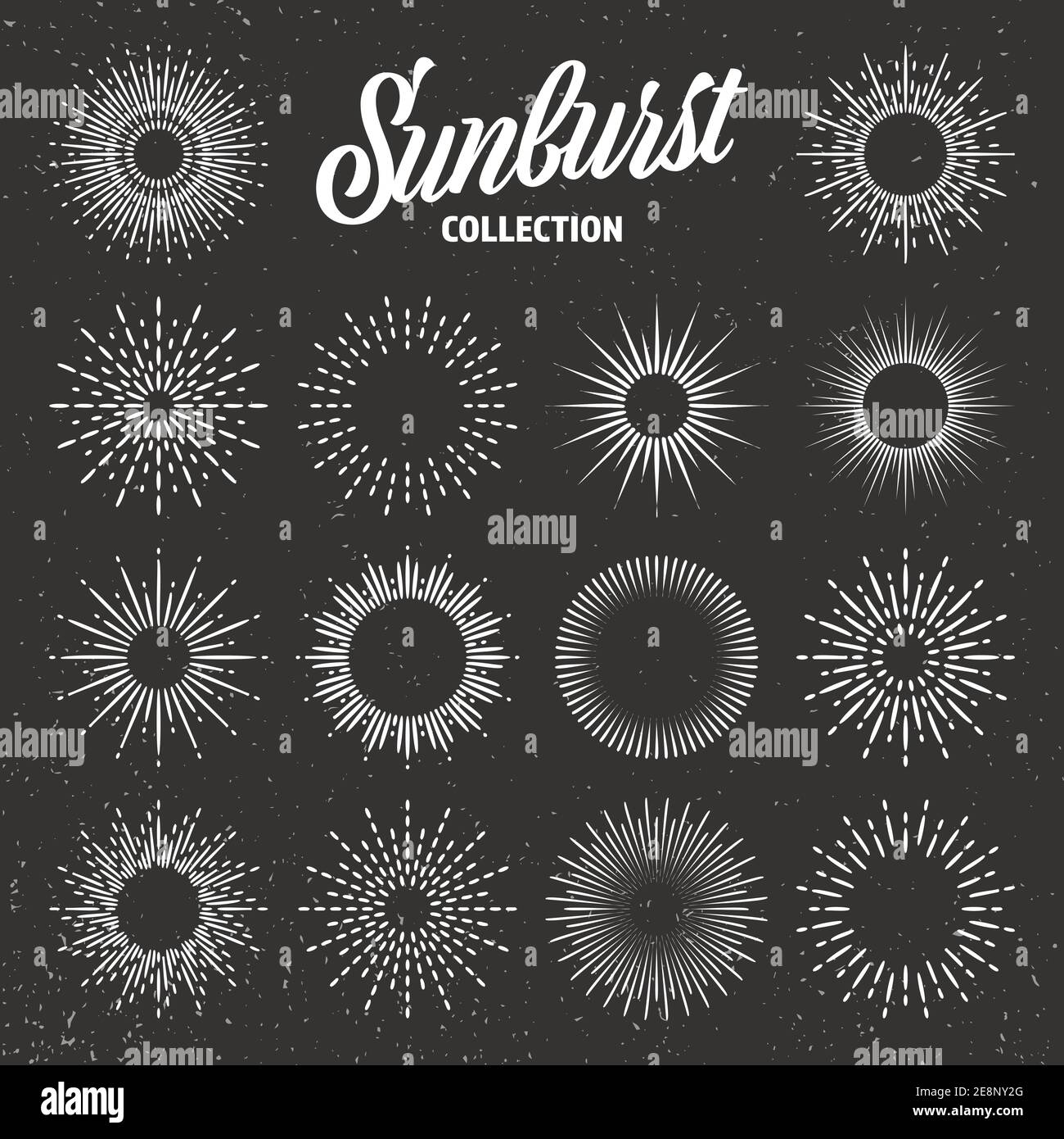 Vintage grunge sunburst collection. Bursting sun rays. Fireworks ...
