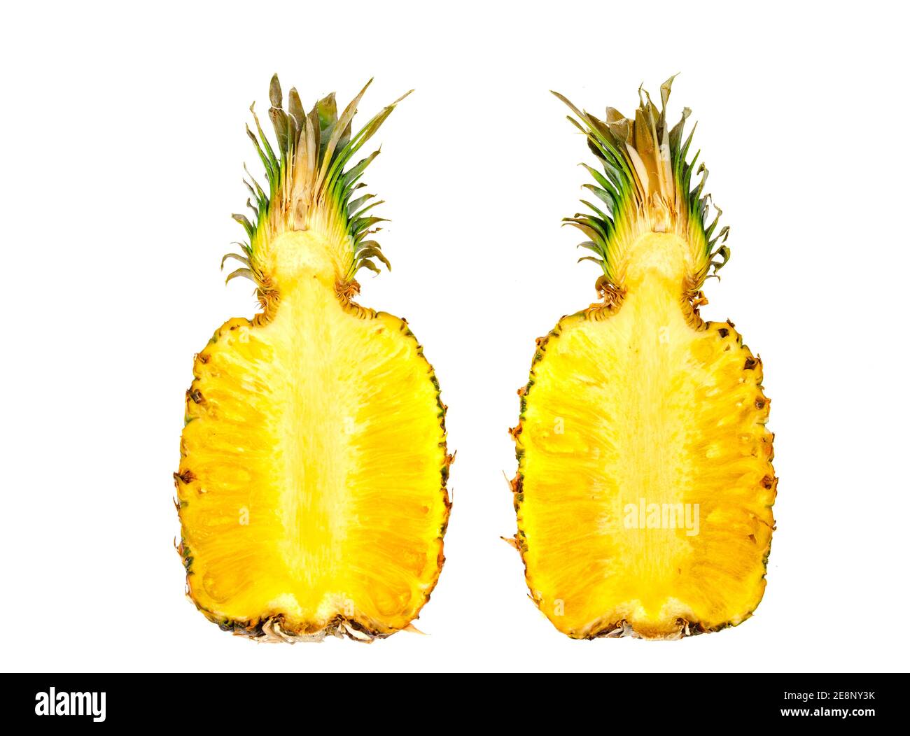 Two halves of sweet ripe pineapple isolated on white background. Photo ...