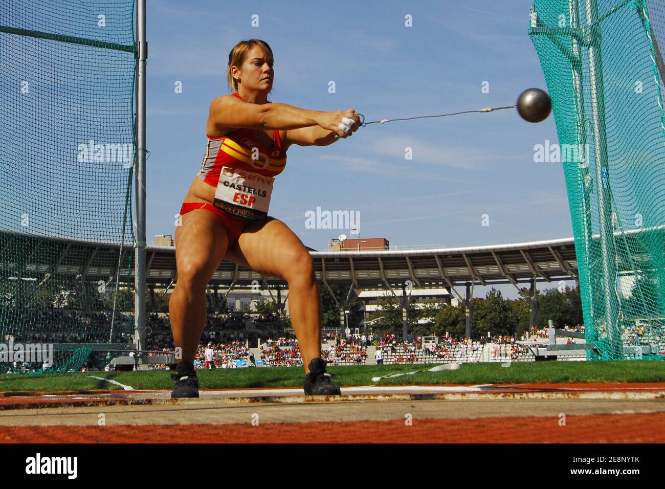 Spain's Berta Castells competes on women's hammer during the Decanation ...