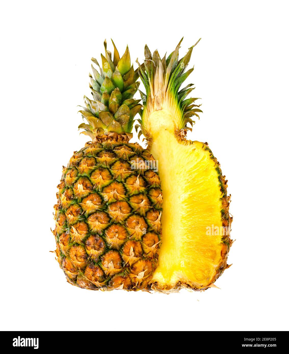 Two halves of sweet ripe pineapple isolated on white background. Photo ...