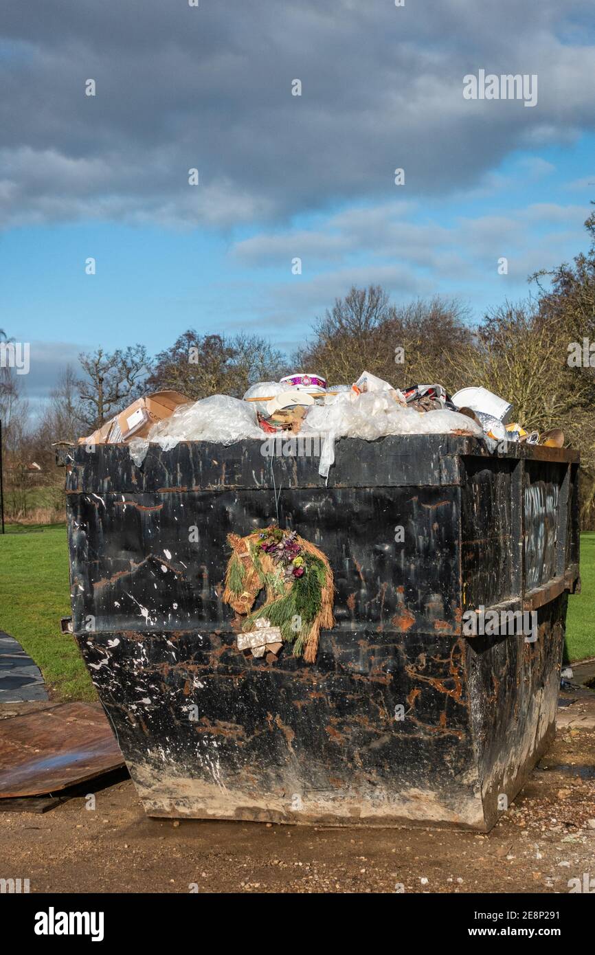 Builders very large skip on a private home building site Stock Photo ...